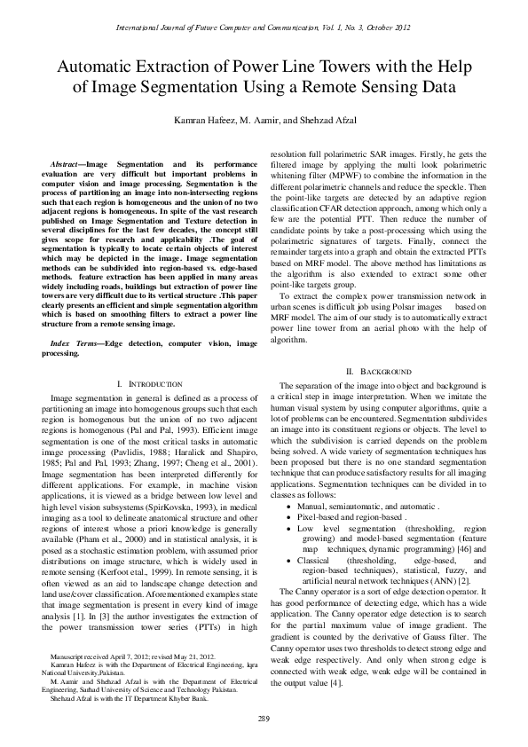 (PDF) Automatic Extraction of Power Line Towers with the Help of Image Segmentation Using a ...