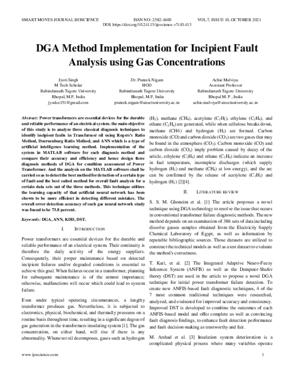 (PDF) DGA Method Implementation for Incipient Fault Analysis using Gas ...