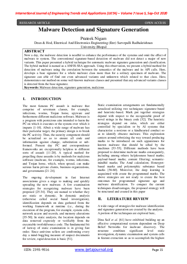 Pdf Malware Detection And Signature Generation