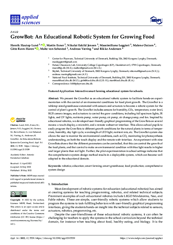 (PDF) GrowBot: An Educational Robotic System for Growing Food
