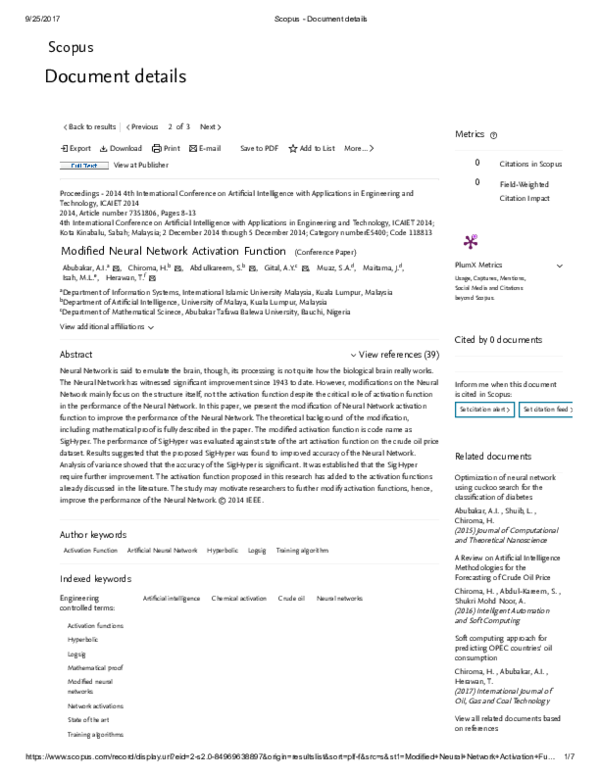 (PDF) Modified Neural Network Activation Function