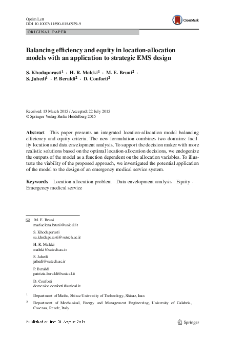 (PDF) Balancing efficiency and equity in location-allocation models with an application to ...