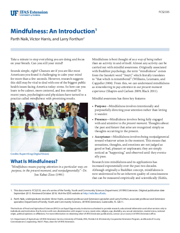 (PDF) Mindfulness: An Introduction 1