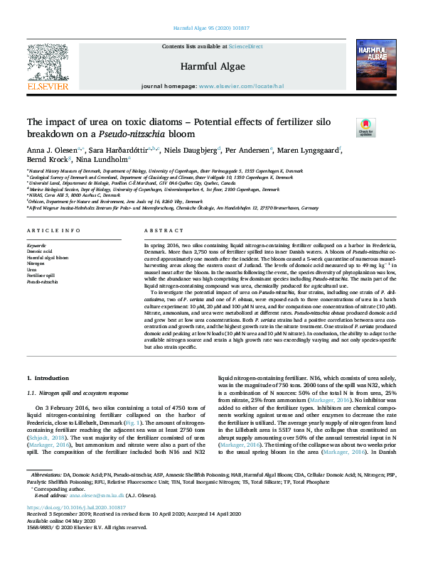 (PDF) The impact of urea on toxic diatoms – Potential effects of ...