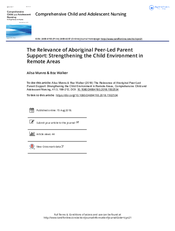(PDF) The Relevance of Aboriginal Peer-Led Parent Support ...