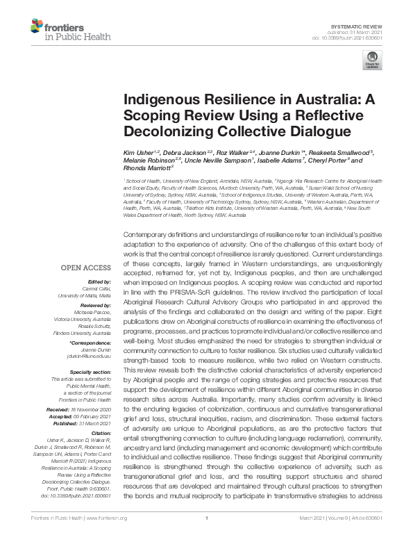 (PDF) Indigenous Resilience in Australia: A Scoping Review Using a ...