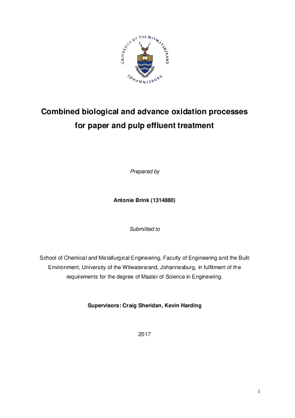 (PDF) Combined biological and advance oxidation processes for paper and ...