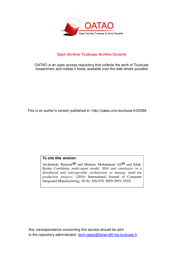 (PDF) Combining multi-agent model, SOA and ontologies in a distributed and interoperable ...
