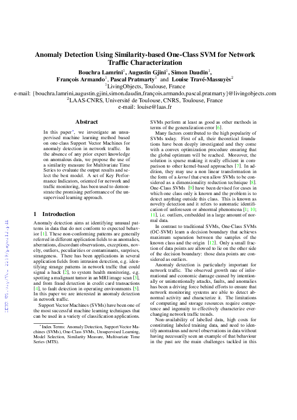 Anomaly Detection Using Similarity Based One Class Svm For Network Traffic Characterization