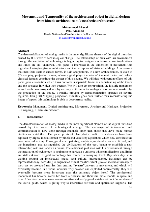 (PDF) Movement and Temporality of the architectural object in digital ...