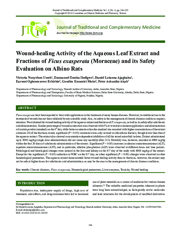 (PDF) Wound-healing Activity of the Aqueous Leaf Extract and Fractions ...