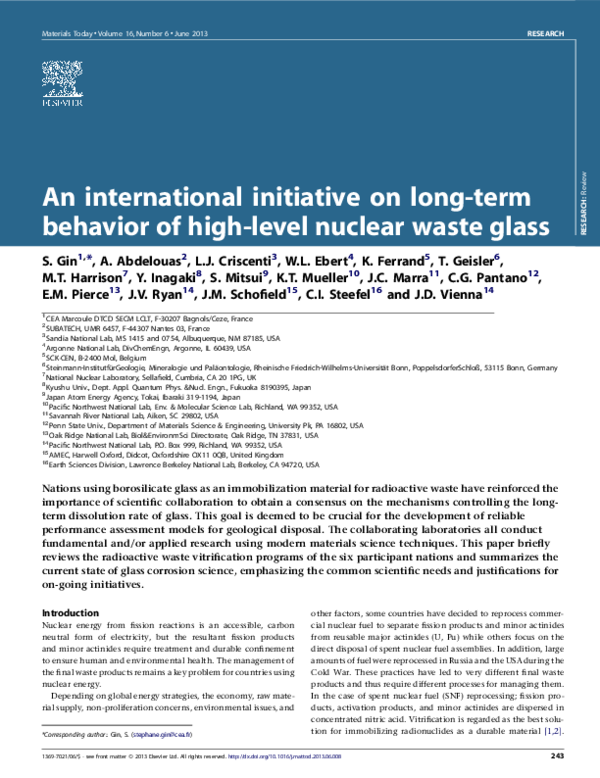 An international initiative on long-term behavior of high-level nuclear ...