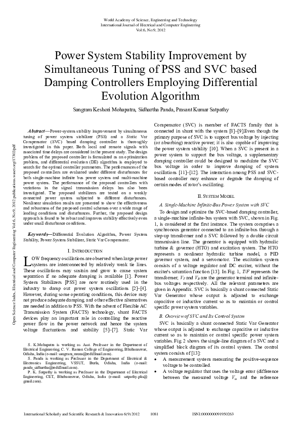 (PDF) Power System Stability Improvement By Simultaneous Tuning Of Pss ...