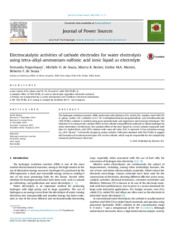 (PDF) Electrocatalytic activities of cathode electrodes for water electrolysis using tetra-alkyl ...