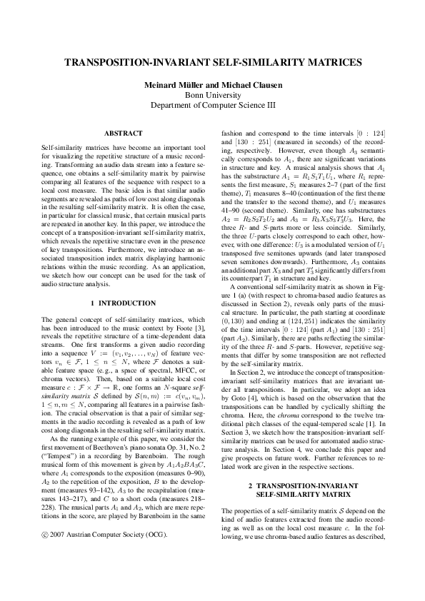 (PDF) Transposition-Invariant Self-Similarity Matrices