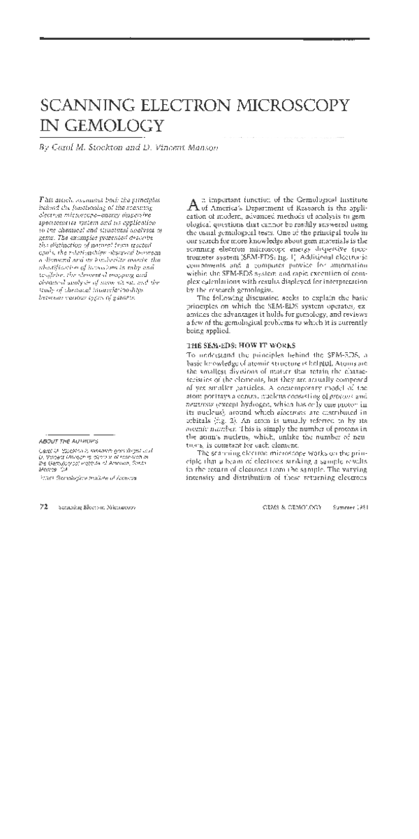 (PDF) Scanning Electron Microscopy in Gemology | Carol Stockton - Academia.edu