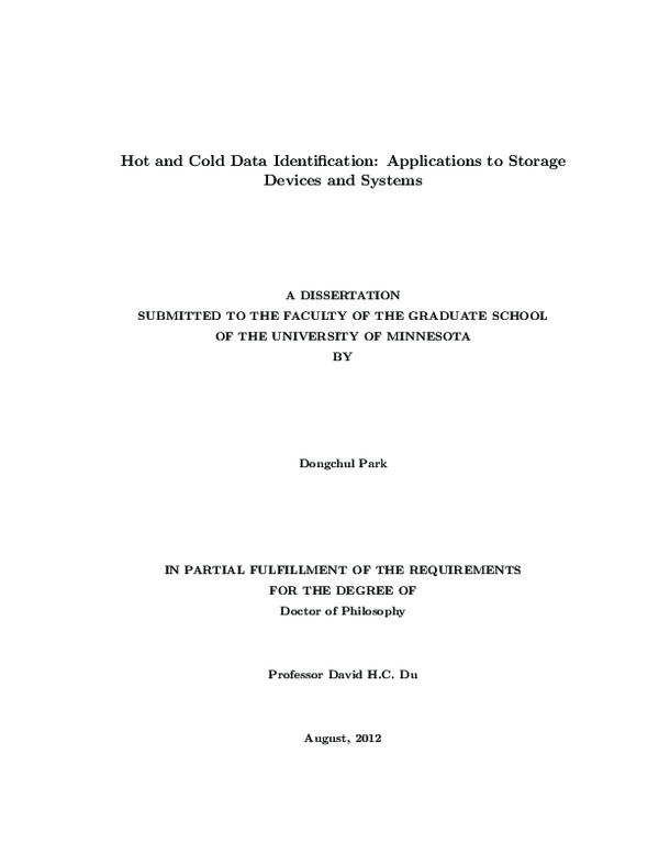 (PDF) Hot and Cold Data Identification: Applications to Storage Devices and Systems