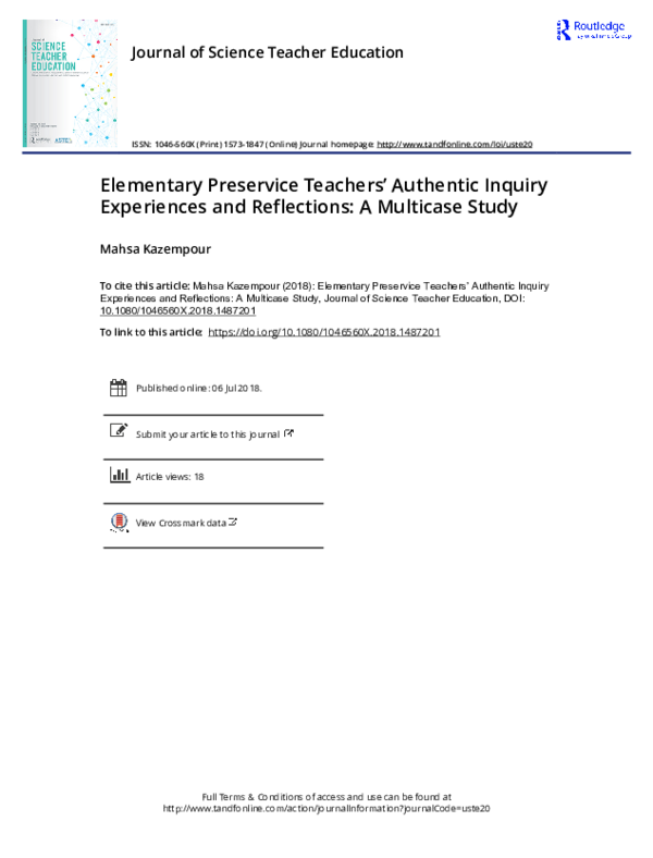 (PDF) Elementary Preservice Teachers’ Authentic Inquiry Experiences and ...
