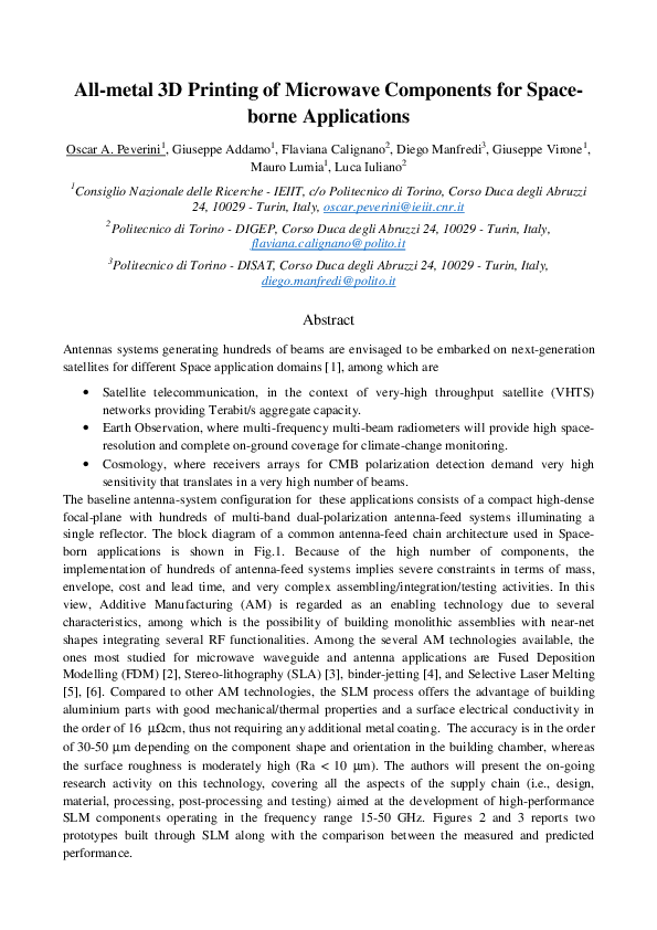 (PDF) All-metal 3D Printing of Microwave Components for Space- borne ...