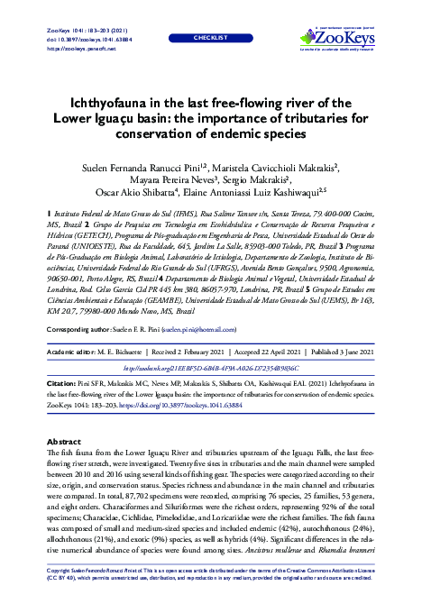 (PDF) Ichthyofauna in the last free-flowing river of the Lower Iguaçu ...