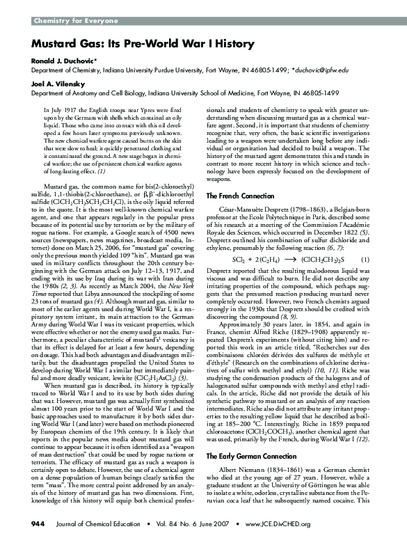 (PDF) Mustard Gas: Its Pre-World War I History