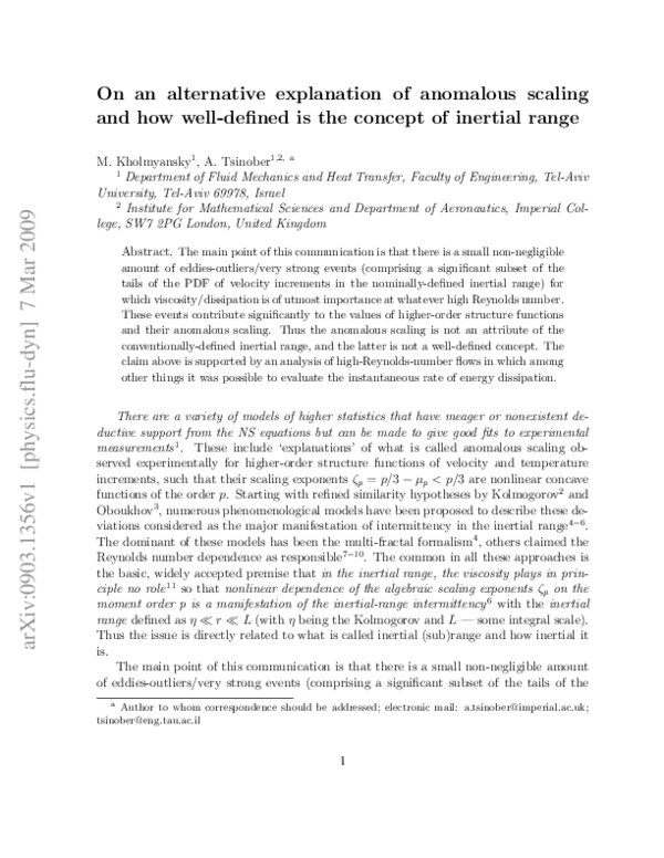 Pdf On An Alternative Explanation Of Anomalous Scaling And How