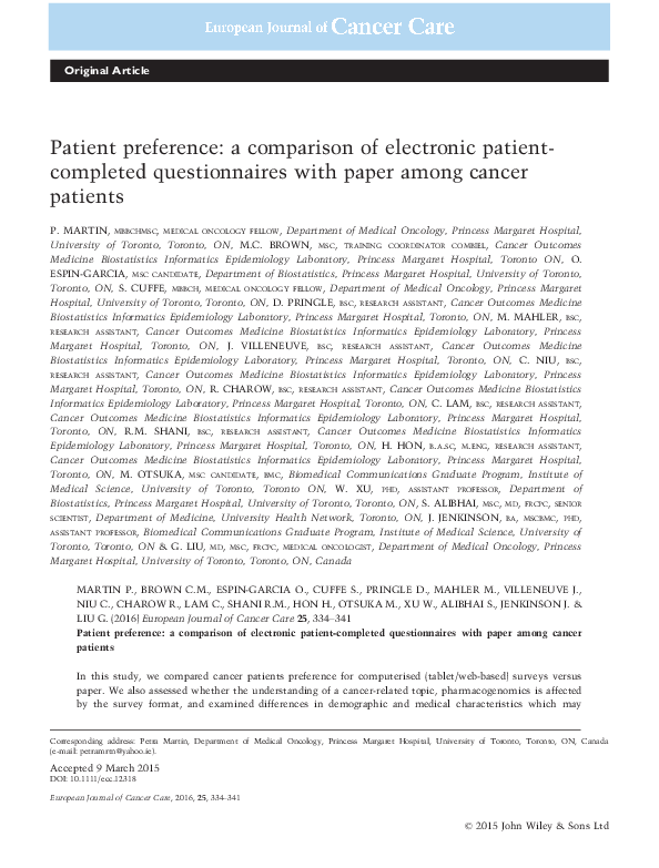 (PDF) Patient preference: a comparison of electronic patient-completed ...