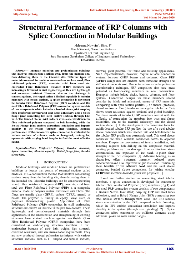 (PDF) Structural Performance of FRP Columns with Splice Connection in Modular Buildings