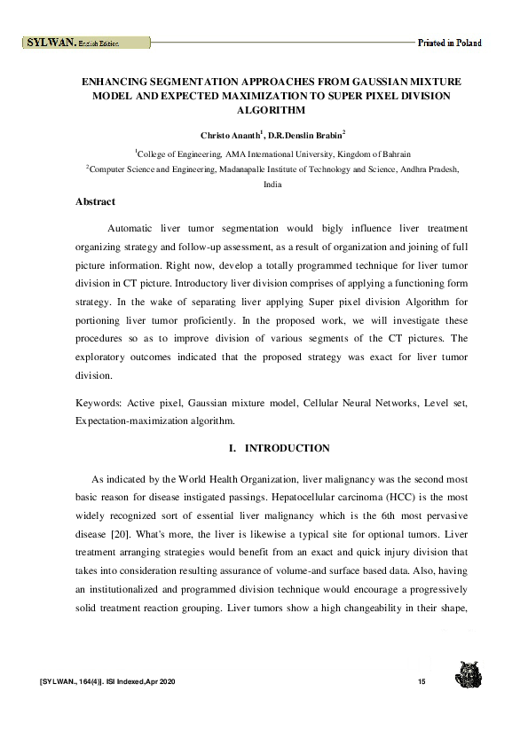 (PDF) ENHANCING SEGMENTATION APPROACHES FROM GAUSSIAN MIXTURE MODEL AND EXPECTED MAXIMIZATION TO ...