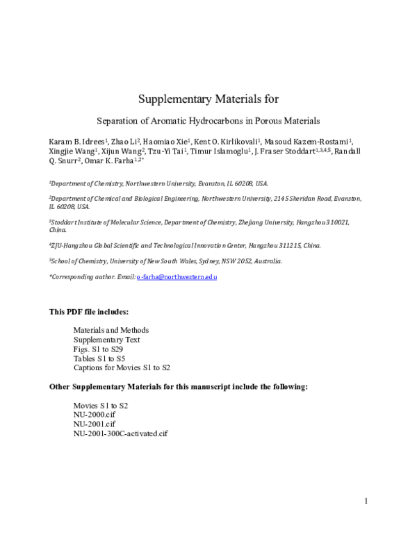 (PDF) Separation of Aromatic Hydrocarbons in Porous Materials