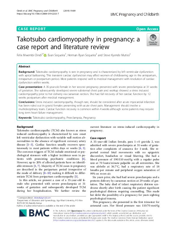 (PDF) Takotsubo Cardiomyopathy During Pregnancy