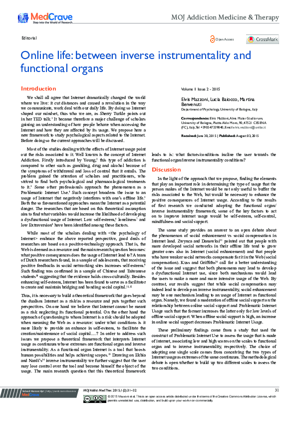 (PDF) Online Life: Between Inverse Instrumentality and Functional Organs