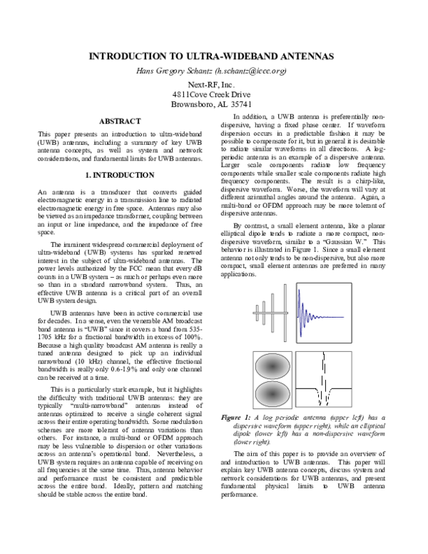 (PDF) Introduction to ultra-wideband antennas | Hans Schantz - Academia.edu