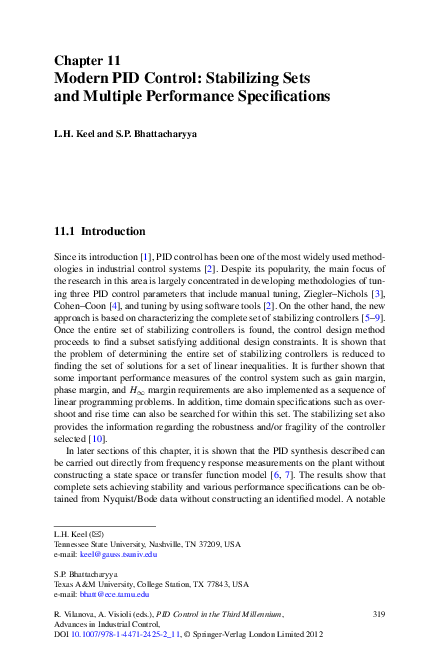 (PDF) Modern PID Control: Stabilizing Sets and Multiple Performance Specifications