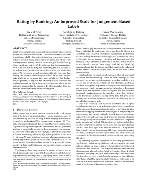 (PDF) Rating by Ranking: An Improved Scale for Judgement-Based Labels