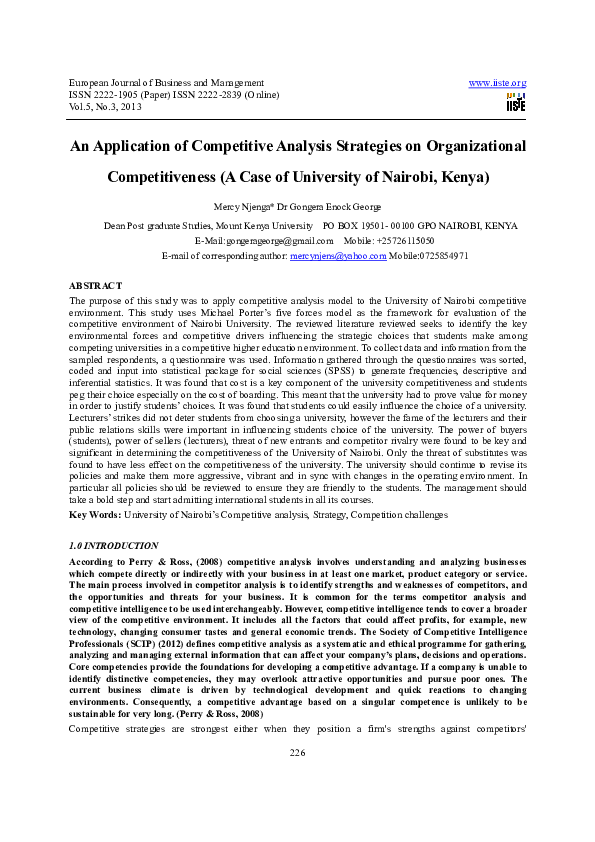(PDF) An Application of Competitive Analysis Strategies on ...
