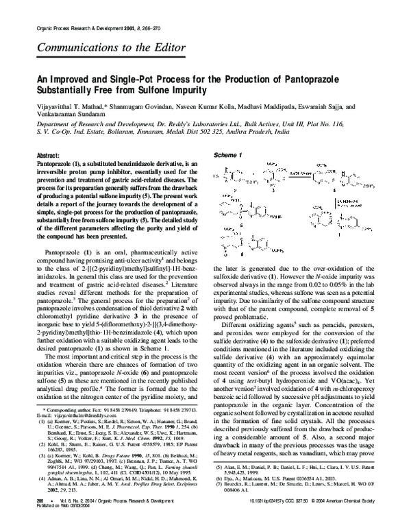 (PDF) An Improved and Single Pot Process for the Production of ...