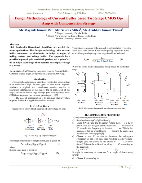 (PDF) Design Methodology of Current Buffer based Two Stage CMOS Op-Amp ...