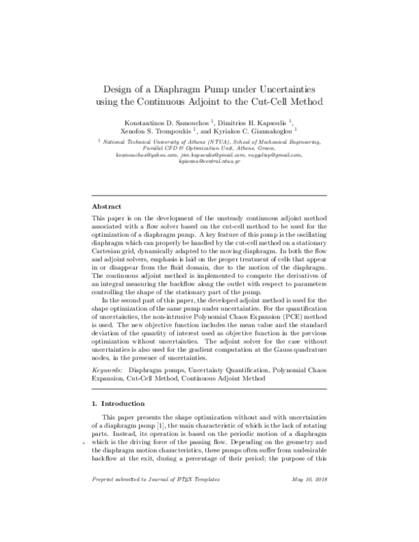 (PDF) Design of a Diaphragm Pump under Uncertainties using the ...