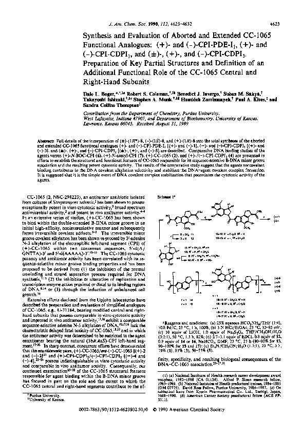(PDF) Synthesis and evaluation of aborted and extended CC-1065 ...