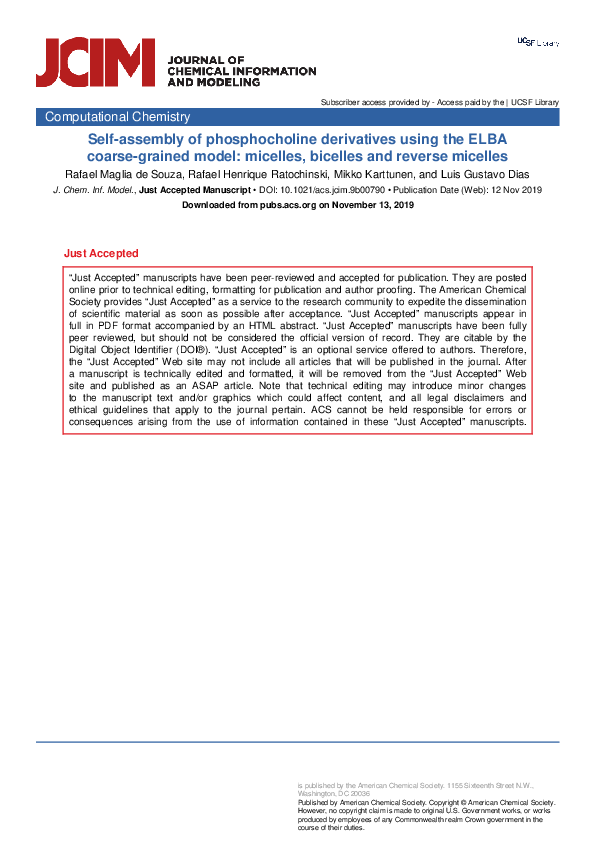 (PDF) Self-Assembly of Phosphocholine Derivatives Using the ELBA Coarse ...