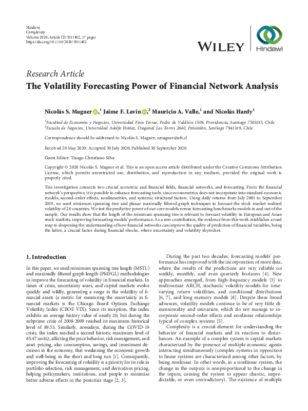 Pdf The Volatility Forecasting Power Of Financial Network Analysis