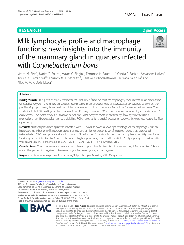 (PDF) Milk Lymphocyte Profile and Macrophage Functions: New Insights ...