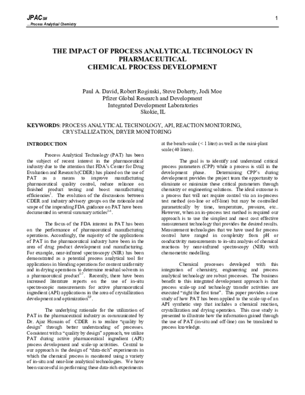(PDF) The impact of process analytical technology in pharmaceutical ...