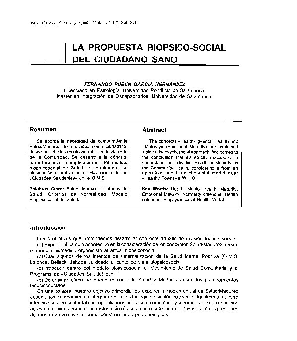 (PDF) La propuesta bio-psicosocial del ciudadano sano