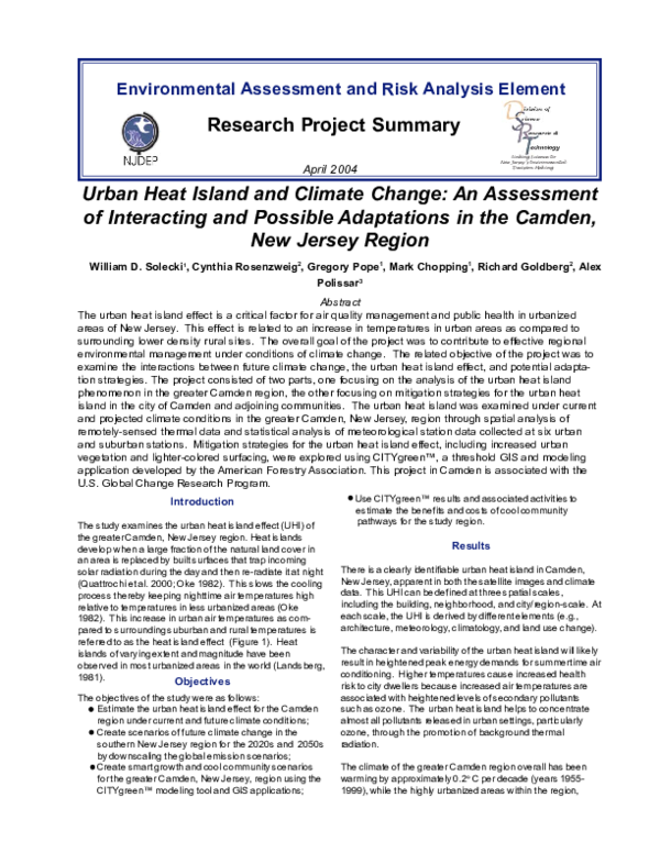 (PDF) Urban Heat Island and Climate Change : An Assessment of ...
