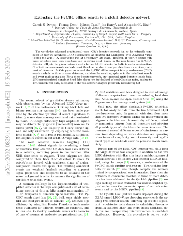 (PDF) Extending the PyCBC offline search to a global detector network