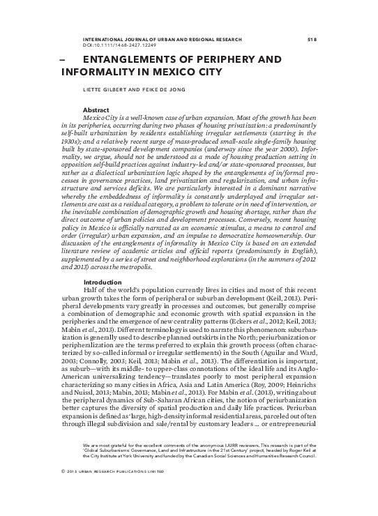 (PDF) Entanglements of Periphery and Informality in Mexico City