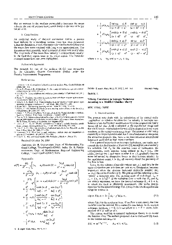 (PDF) Velocity Correlation in Isotropic Turbulence According to a Modified Obukhov Theory