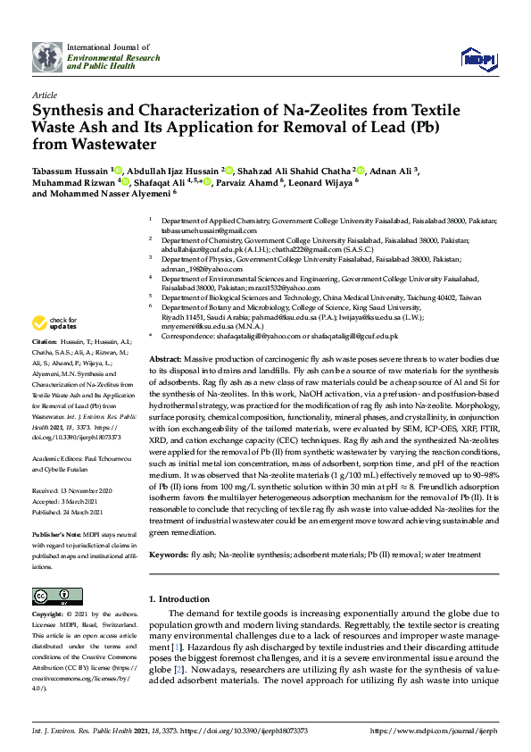 (PDF) Synthesis and Characterization of Na-Zeolites from Textile Waste ...